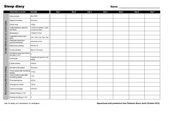 Insomnia - Assessment – Sleep History